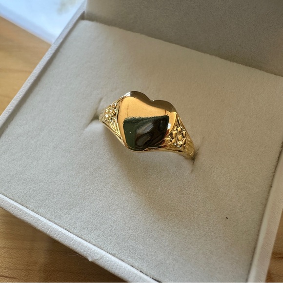 Bracha | Jewelry | Bracha Gold Heart Floral Signet Ring Adjustable ...